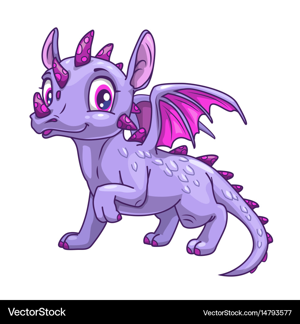 Funny cartoon little dragon icon Royalty Free Vector Image
