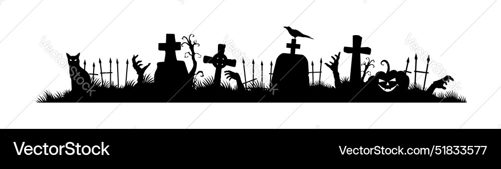 Halloween frame border divider with zombie hands Vector Image