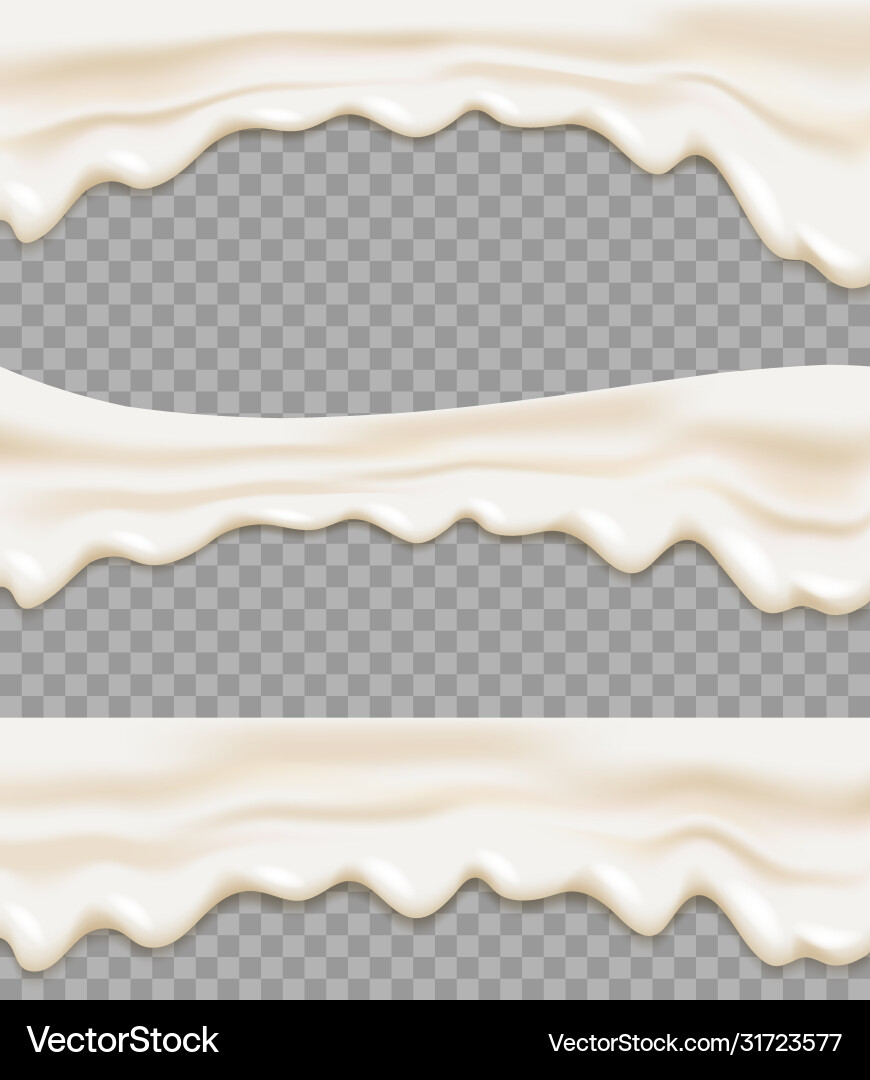 Liquid yogurt or cream flowing on transparent Vector Image