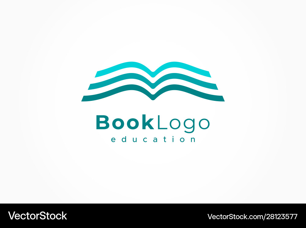Open book logo education flat design Royalty Free Vector