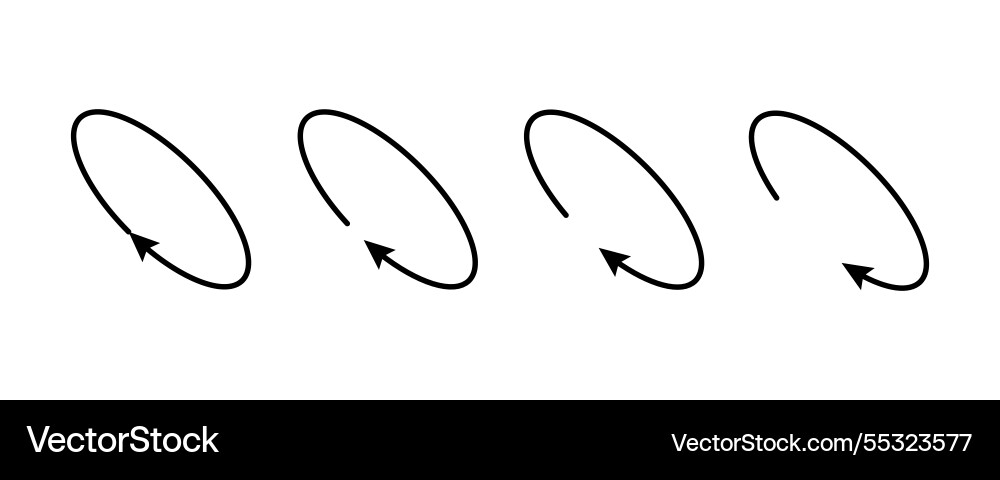 Oval circle rotate arrow icons set ellipse orbit Vector Image