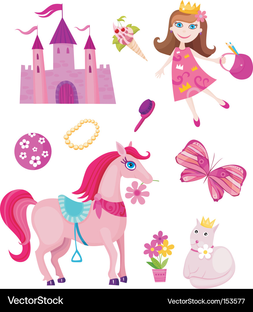 Princess elements set Royalty Free Vector Image