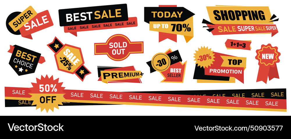Sale tags mega set in flat graphic design Vector Image