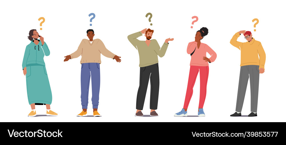 Set of people asking questions searching Vector Image