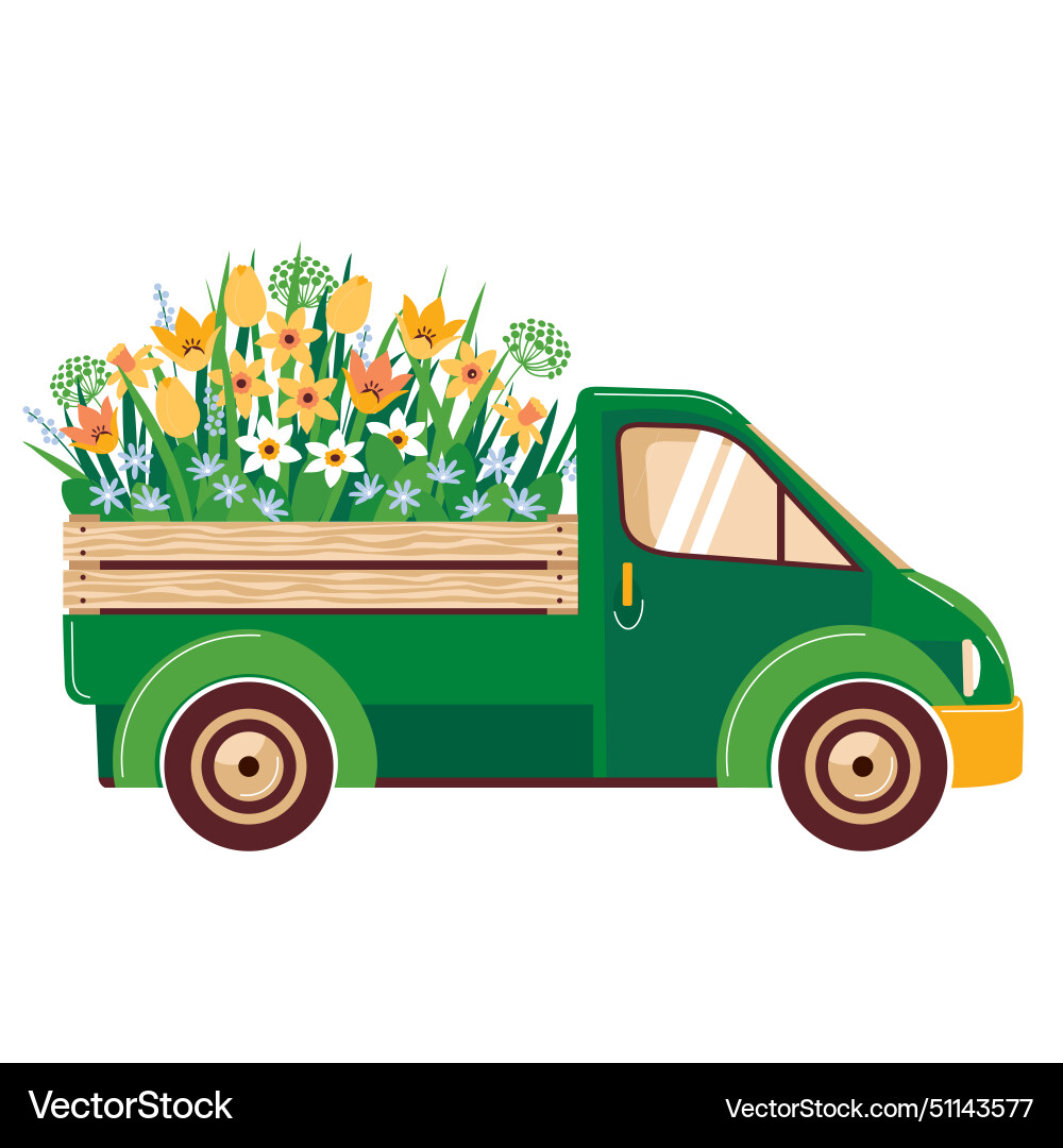 Spring car flowers Royalty Free Vector Image - VectorStock