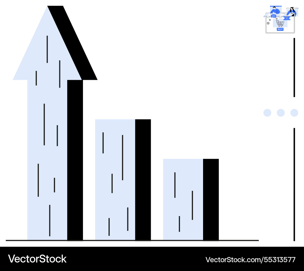 Wachstumsdiagramm mit drei Balken und Pfeil nach oben