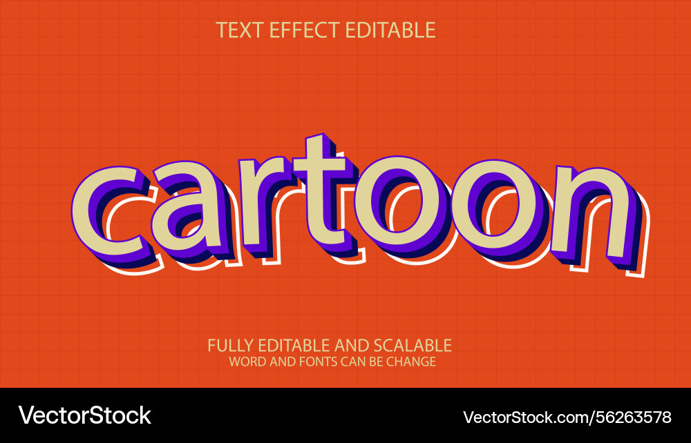 3d text effect cartoon editable Royalty Free Vector Image