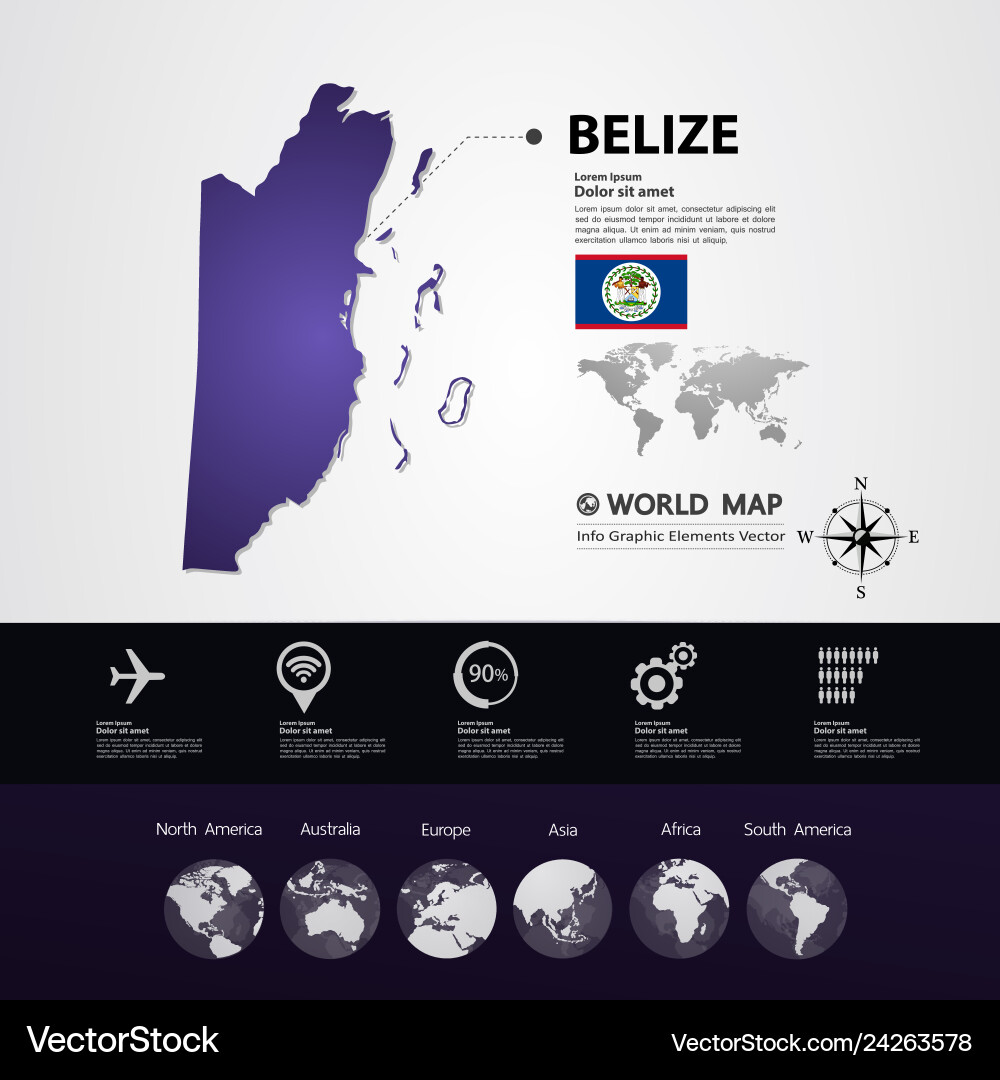 Belize map Royalty Free Vector Image - VectorStock