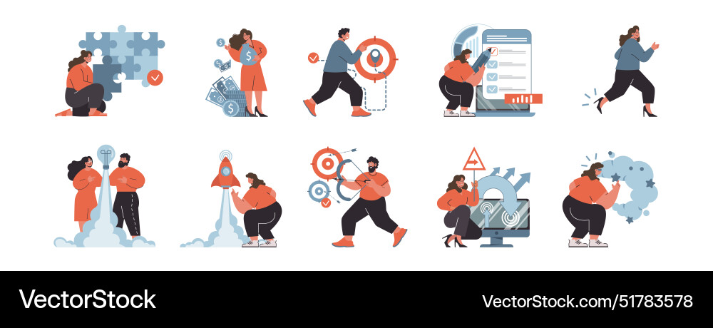 Collaboration and success set dynamic team Vector Image