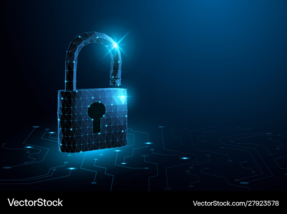 Cyber security concept lock symbol low poly Vector Image