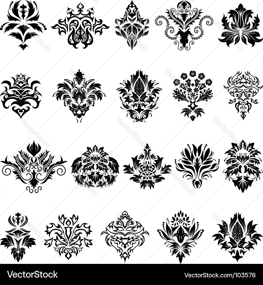 Damask emblem set Royalty Free Vector Image - VectorStock