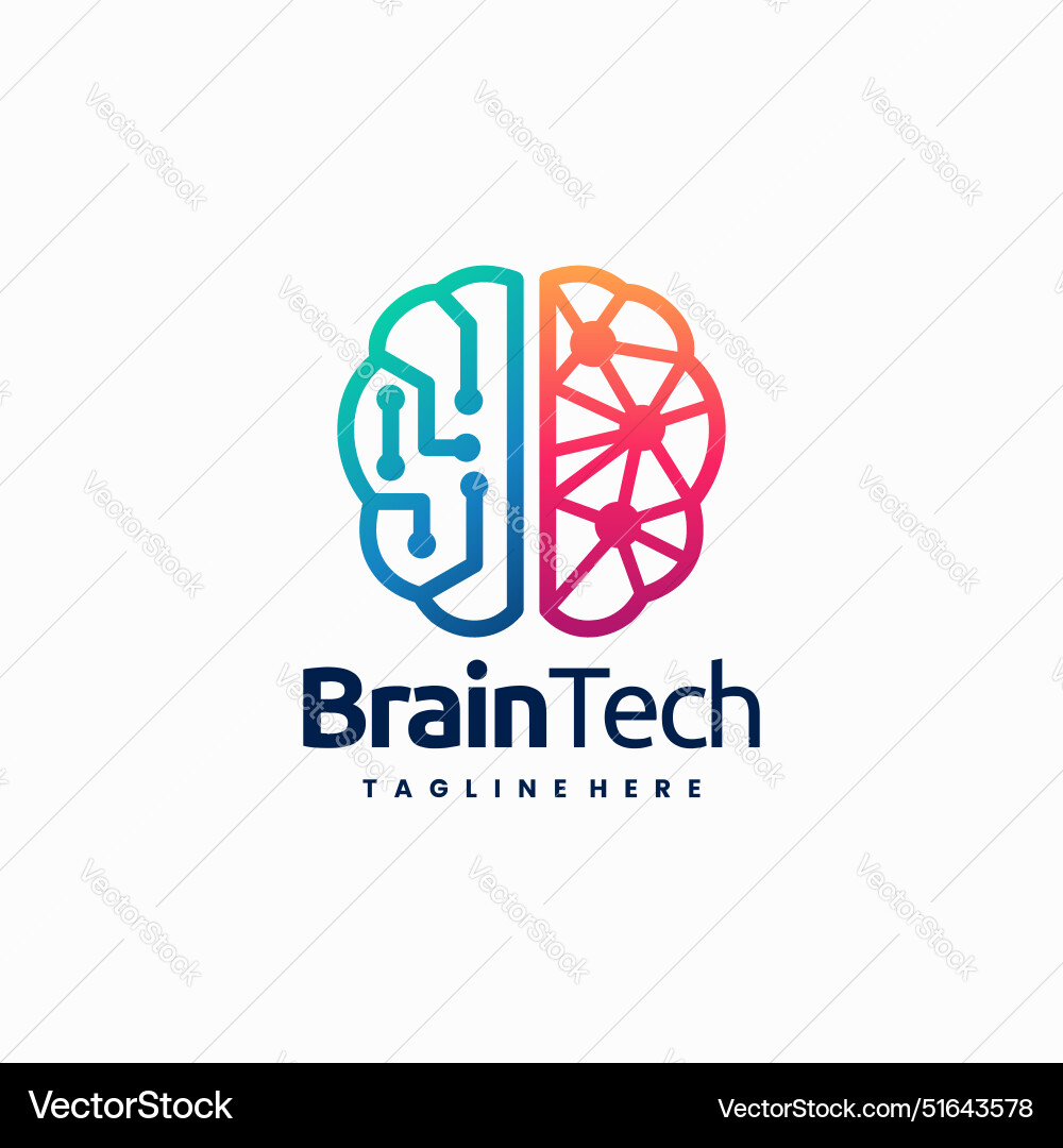 Digital brain logo tech Royalty Free Vector Image
