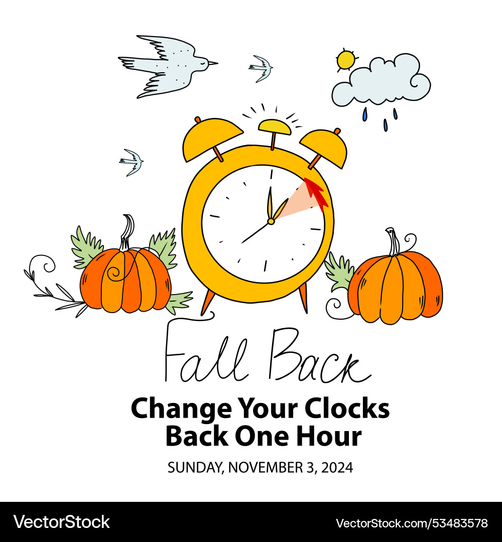 Fall back or daylight saving time ends poster Vector Image