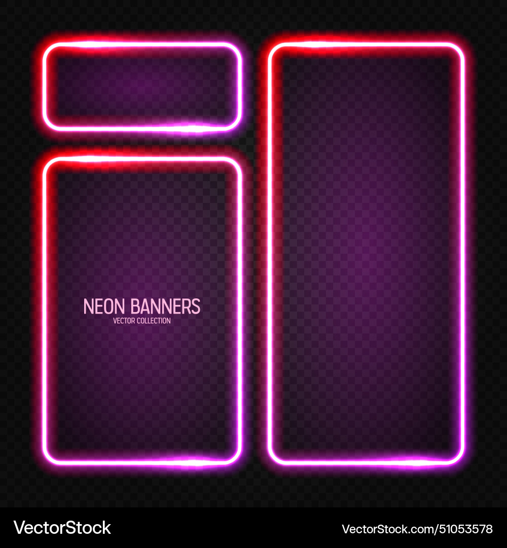 Glowing neon banners illuminated colorful square Vector Image