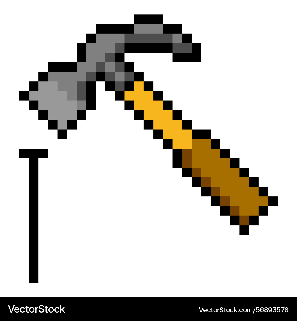 Hammer nail work tool in pixel art style Vector Image