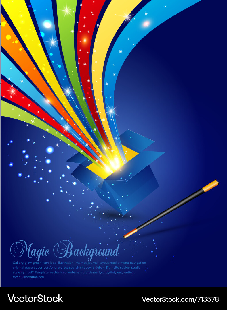 Magic wand and box Royalty Free Vector Image - VectorStock