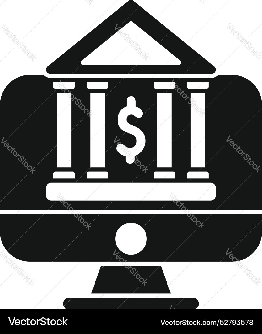 Online banking system showing bank on computer Vector Image