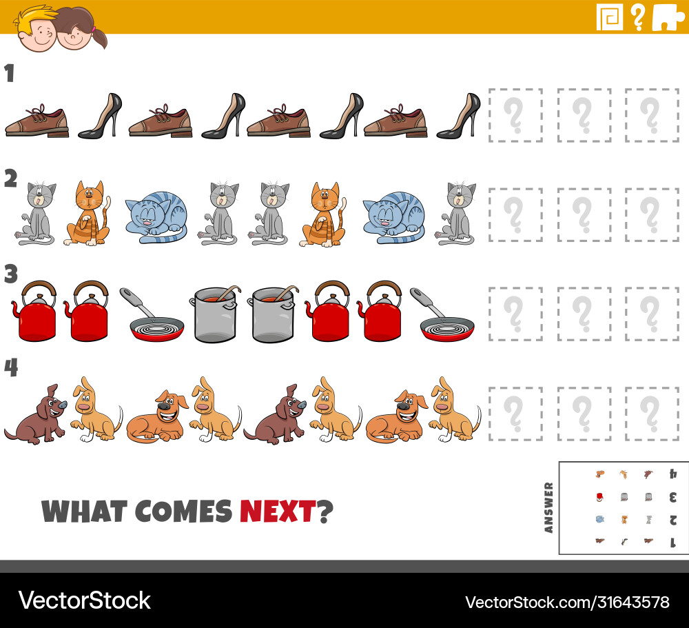Pattern Completion Game for Kids Royalty Free Vector Image