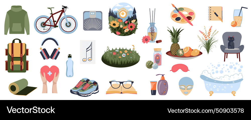 Self care objects mega set in flat graphic design Vector Image