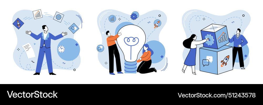 Team idea invention and improvement are key Vector Image