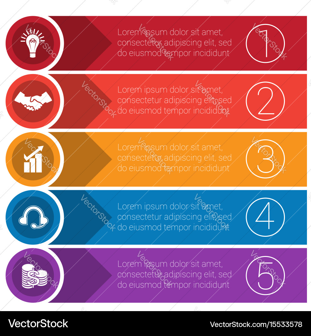 Templates infographics from strips for five Vector Image