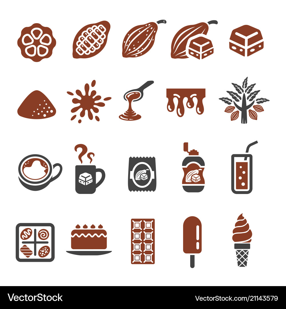 Cocoa Bean Icons Royalty Free Vector Image - VectorStock