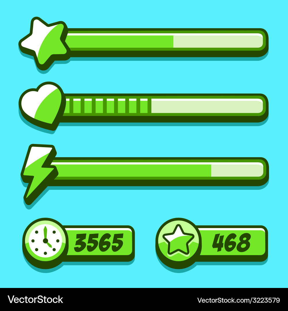 Option menu green style game buttons Royalty Free Vector