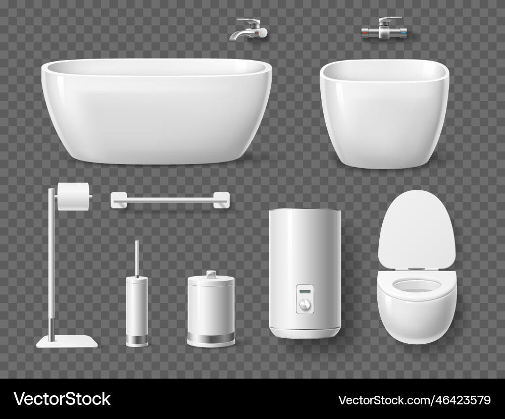 Realistic bathroom and toilet elements shower Vector Image