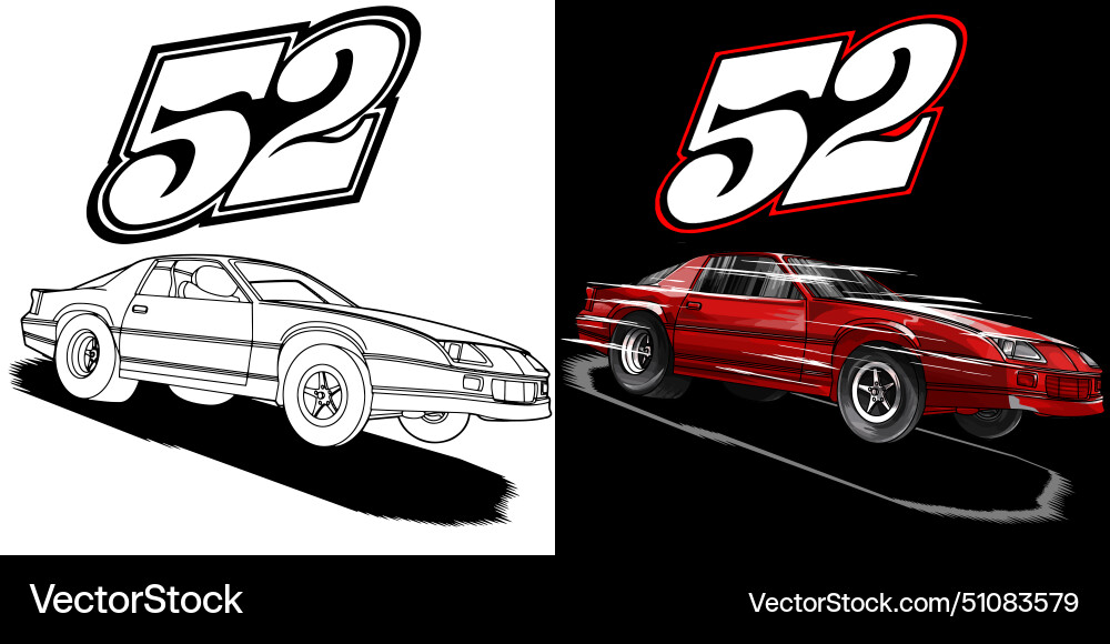 Red drag racing car with black strip Royalty Free Vector