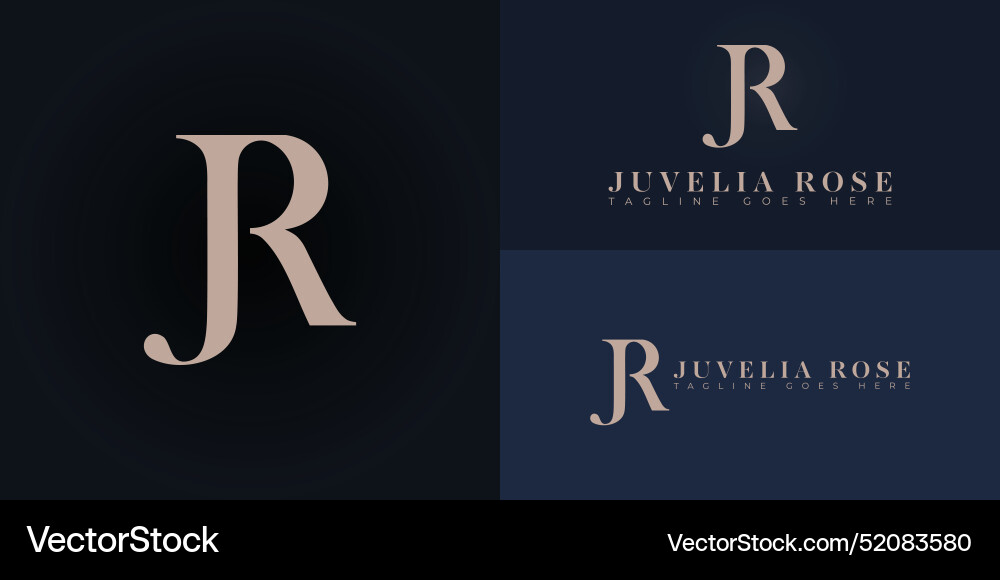 Abstract initial letter jr or rj logo in gold Vector Image
