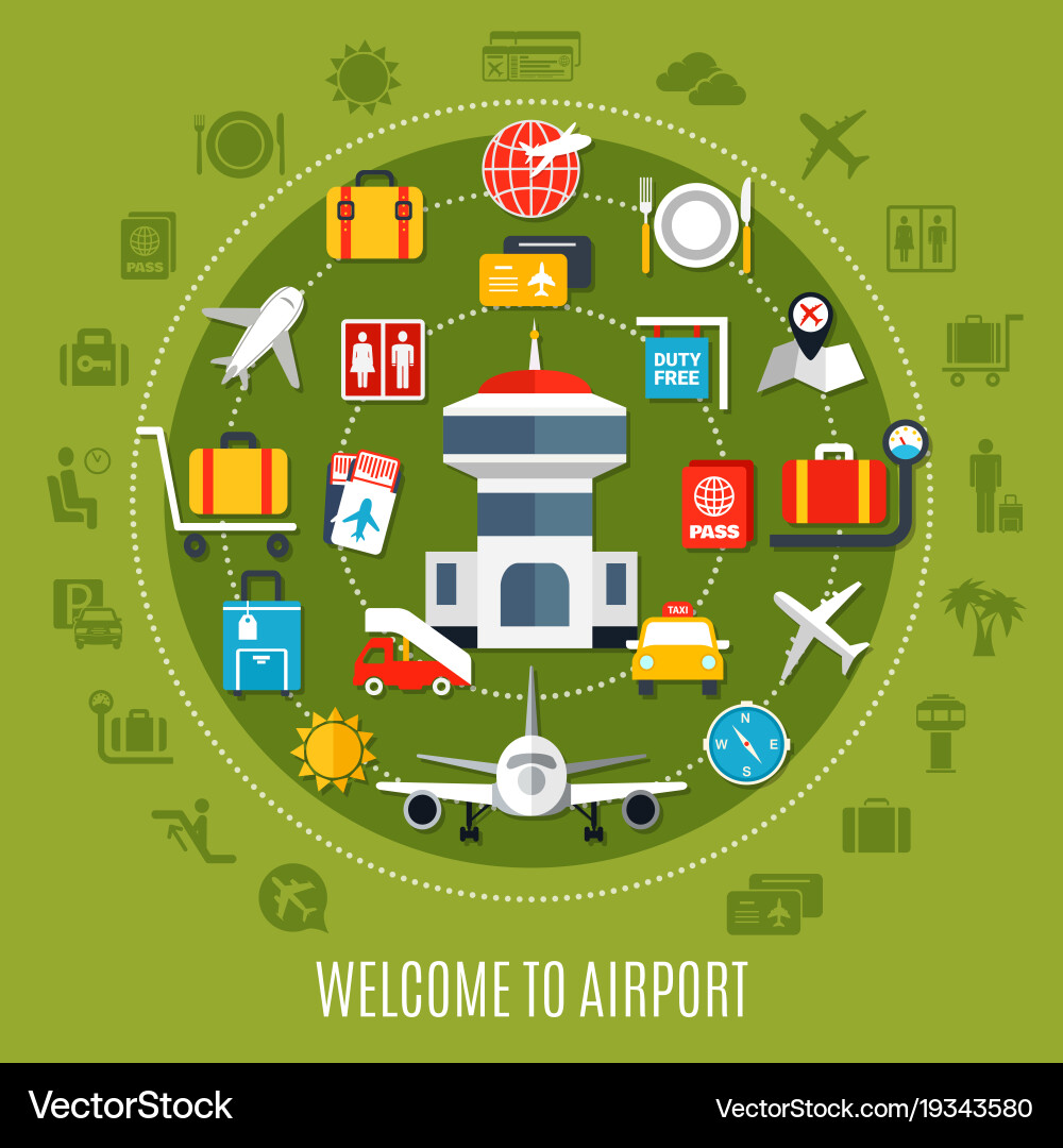 Airport service flat advertisement poster Vector Image