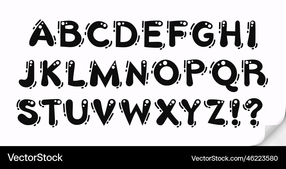 Cartoon style doodle alphabet Royalty Free Vector Image