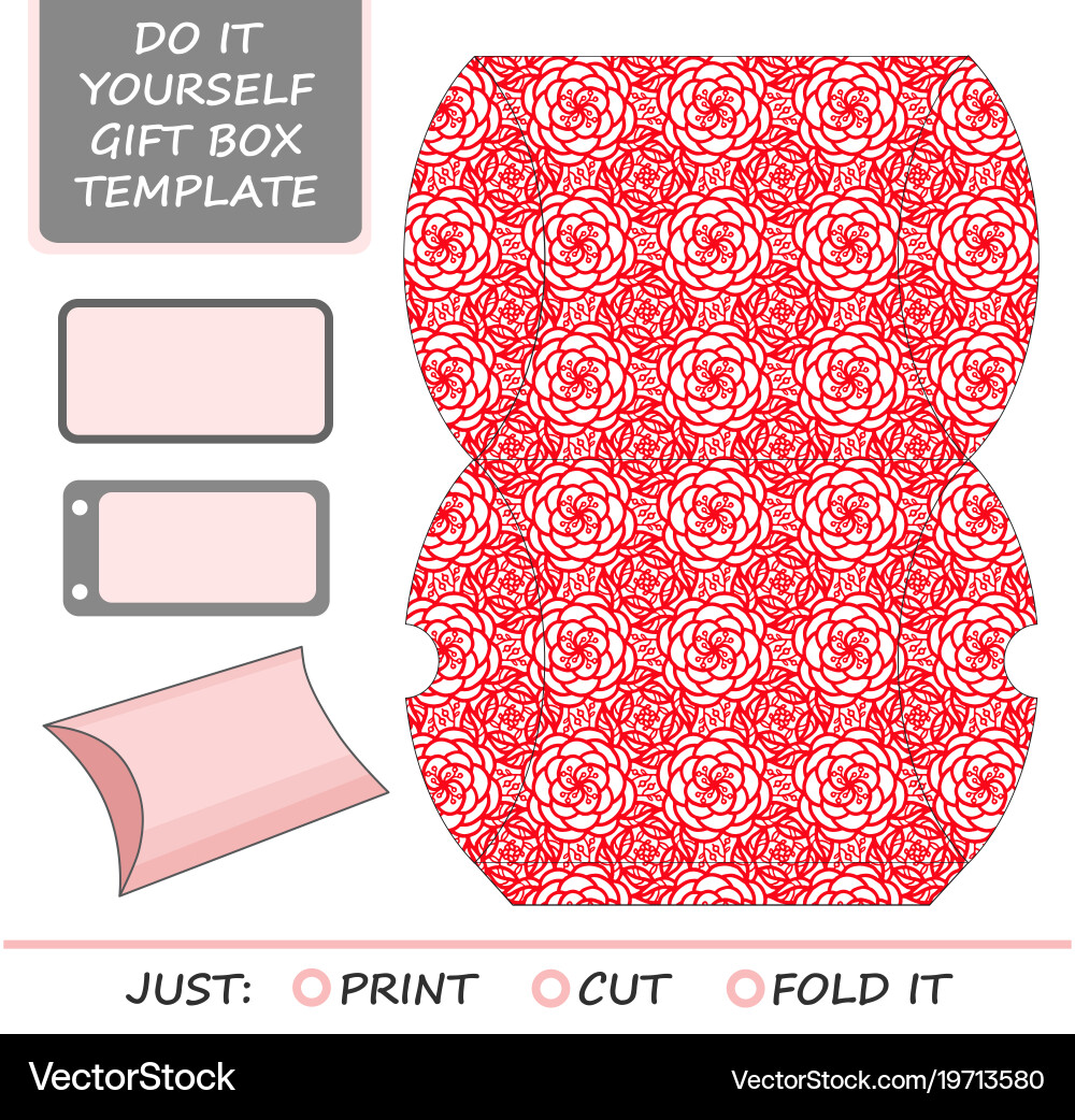 Cut out box template for birthday gift Royalty Free Vector