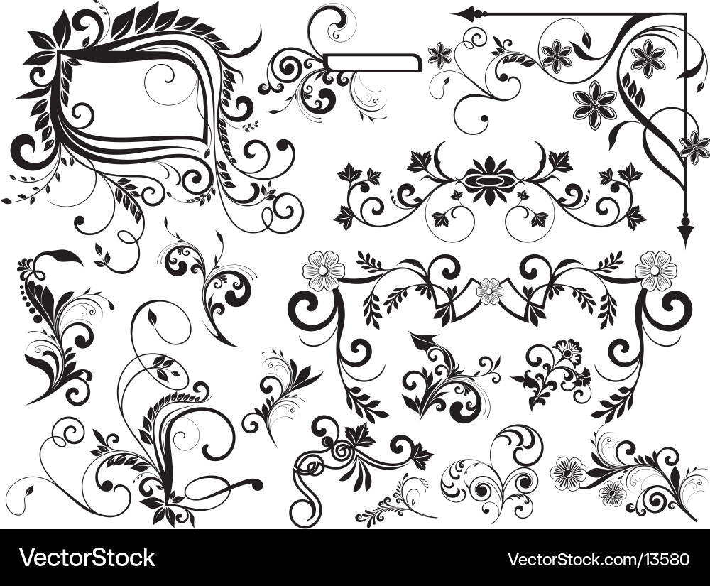 Floral decorative elements Royalty Free Vector Image