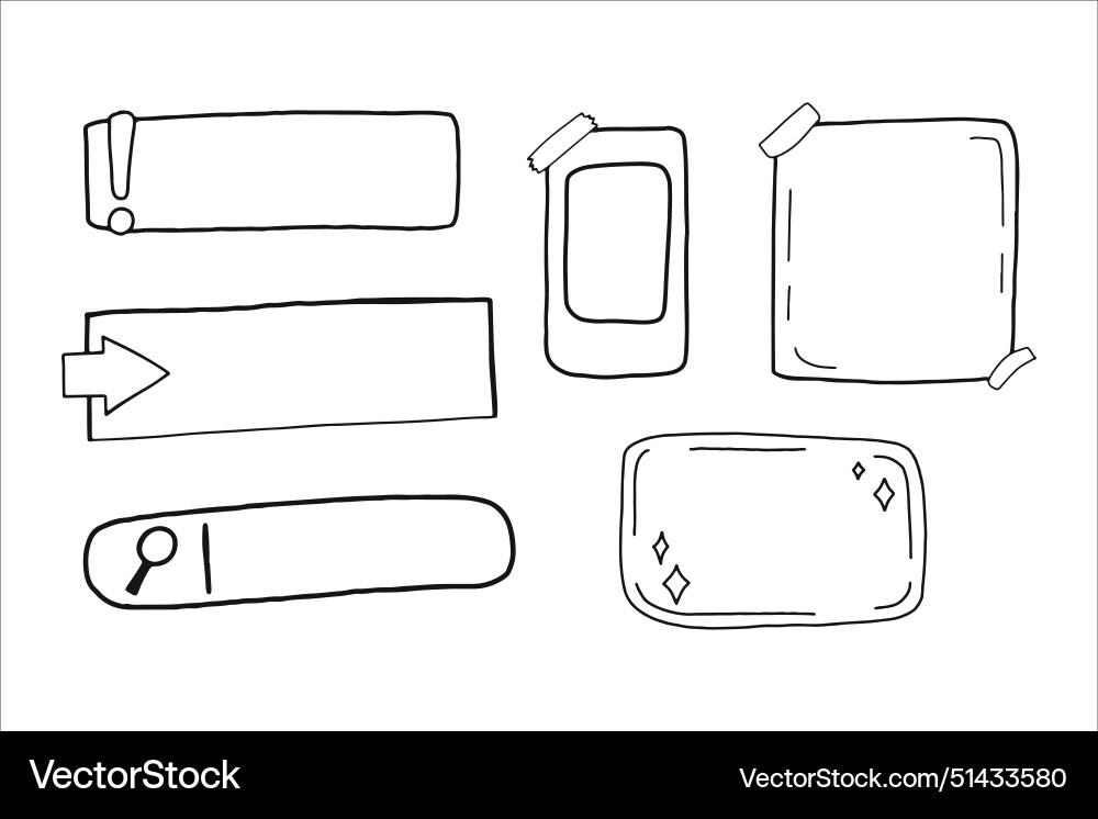 Hand-drawn sketches of user interface elements Vector Image