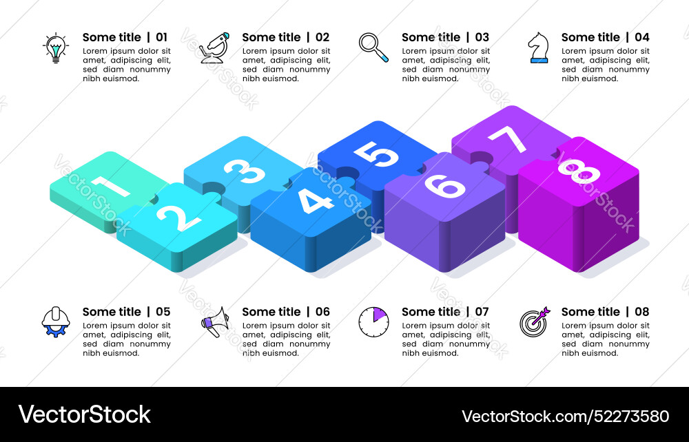 Infographic template 8 isometric puzzle pieces Vector Image