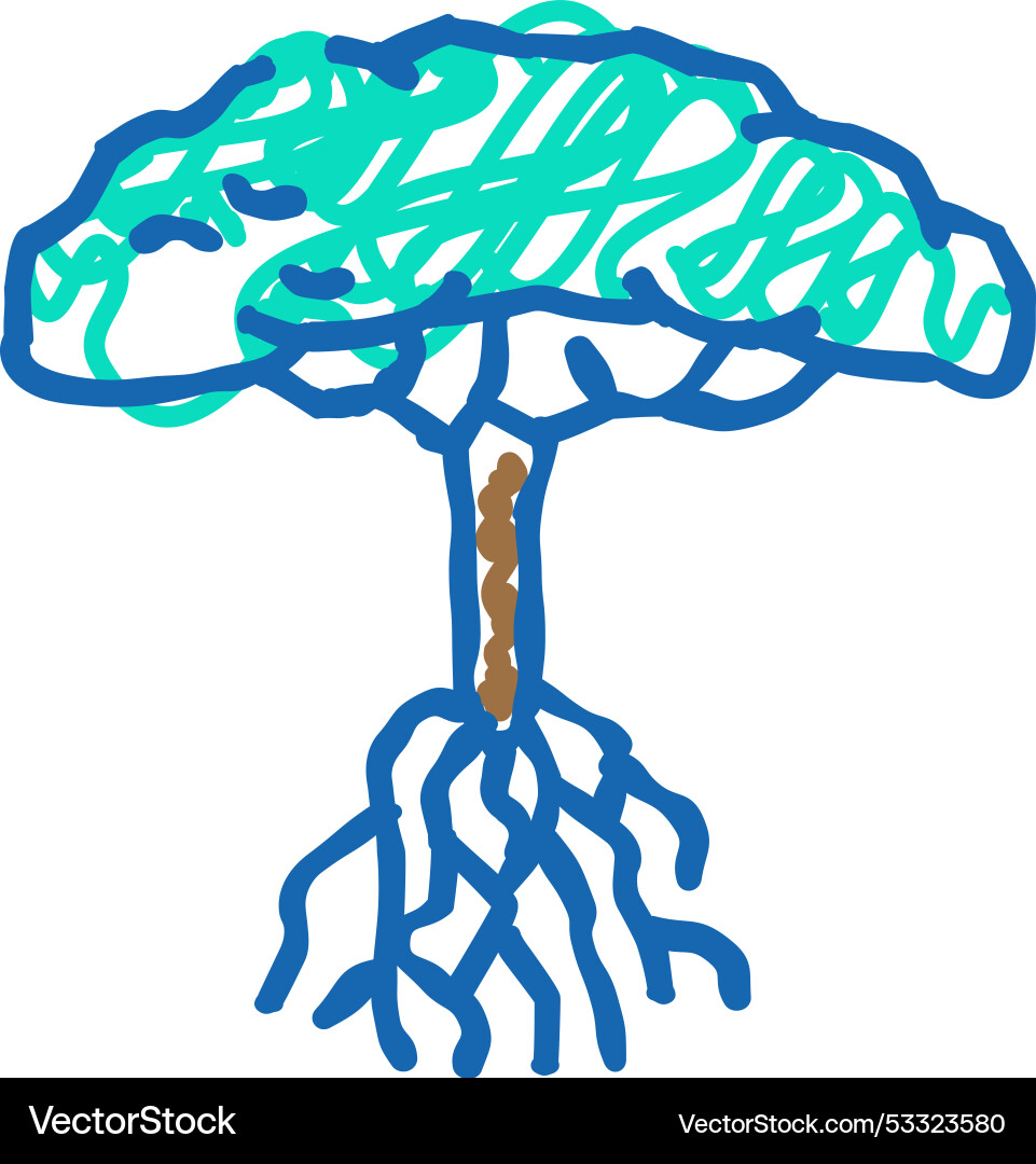Mangrove tree icon doodle Royalty Free Vector Image