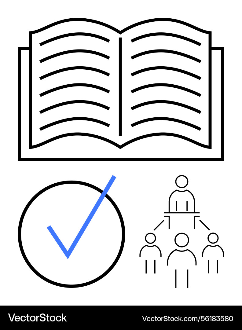 Open Book Checkmark und organisatorische Hierarchie