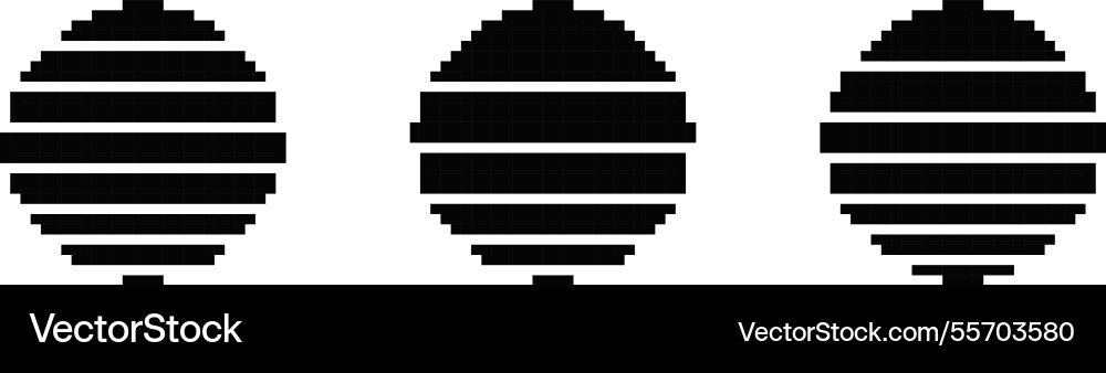 Pixelated geometric shapes with horizontal stripes
