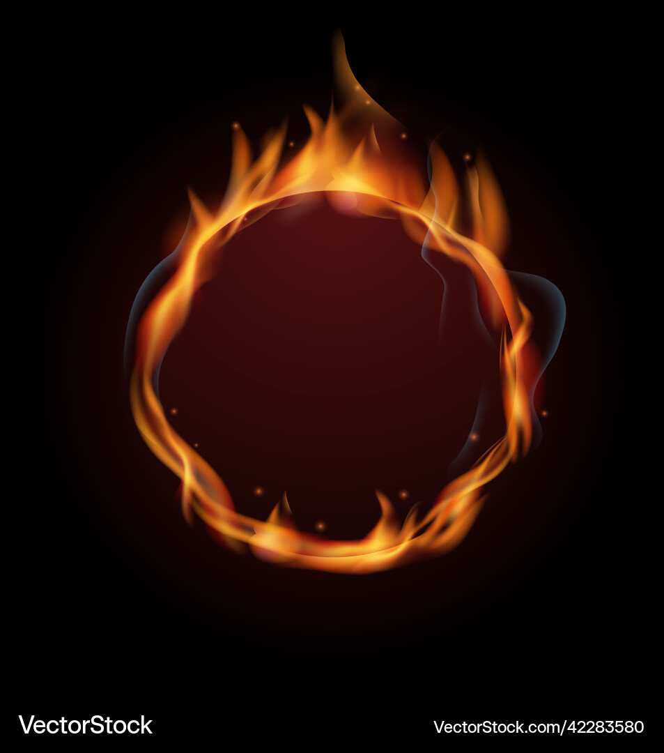 Round fire template realistic burning circular Vector Image