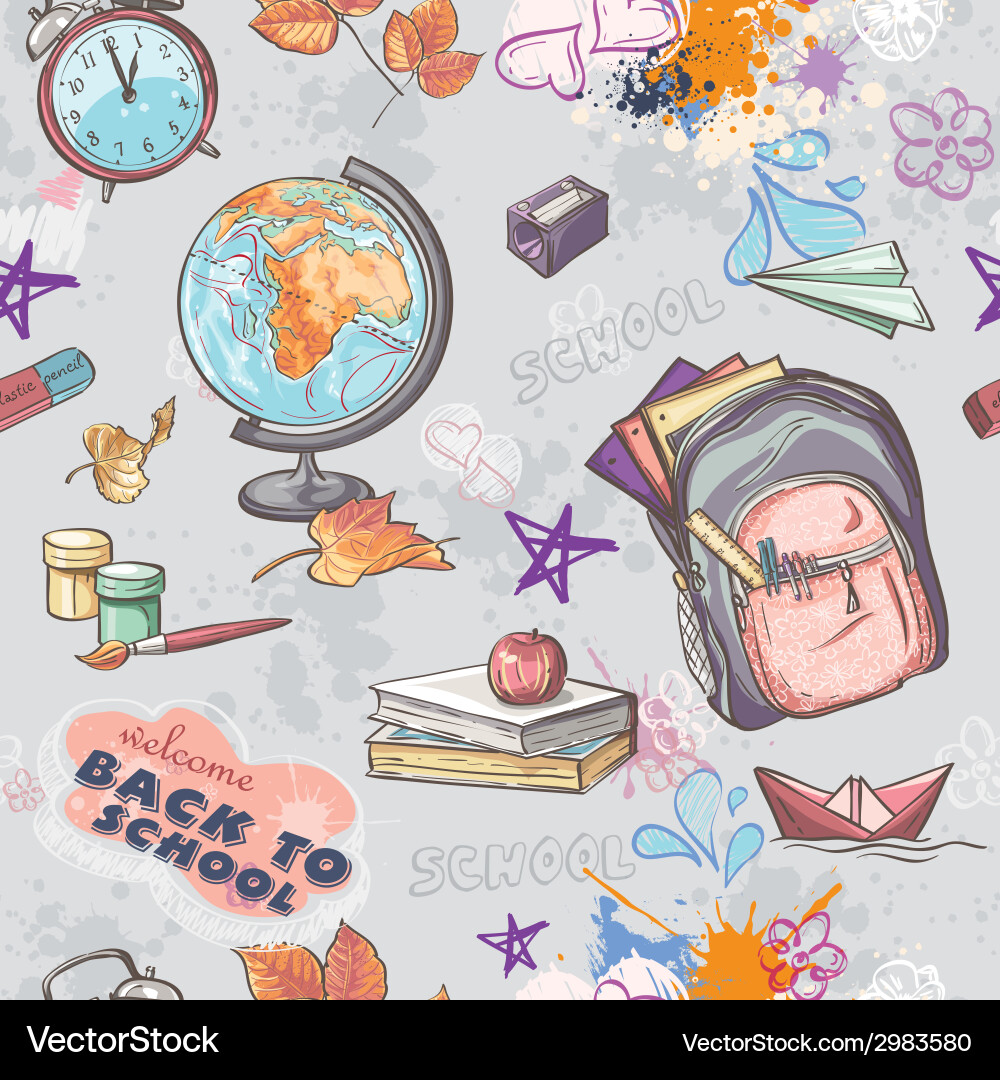 Seamless texture on a school theme with the image Vector Image