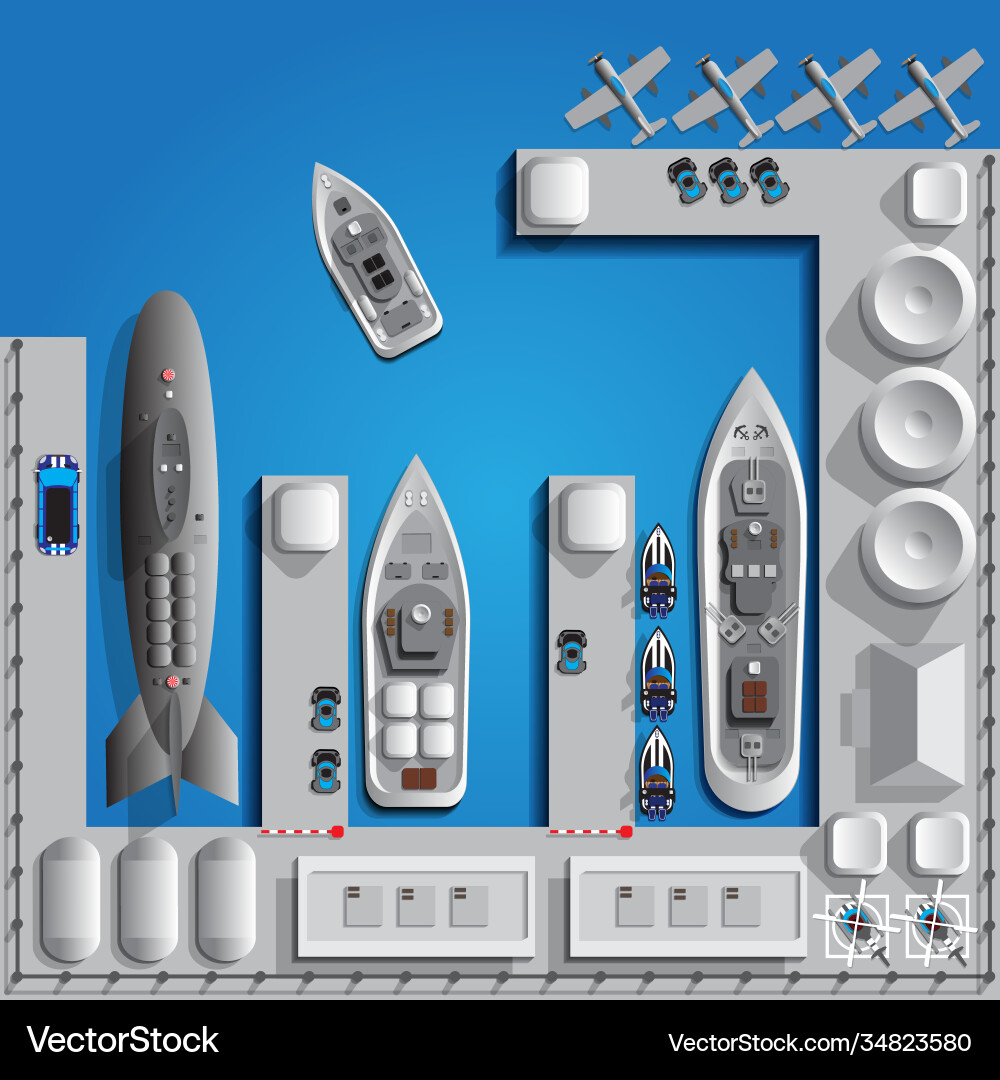 Seaport Military Harbor Royalty Free Vector Image