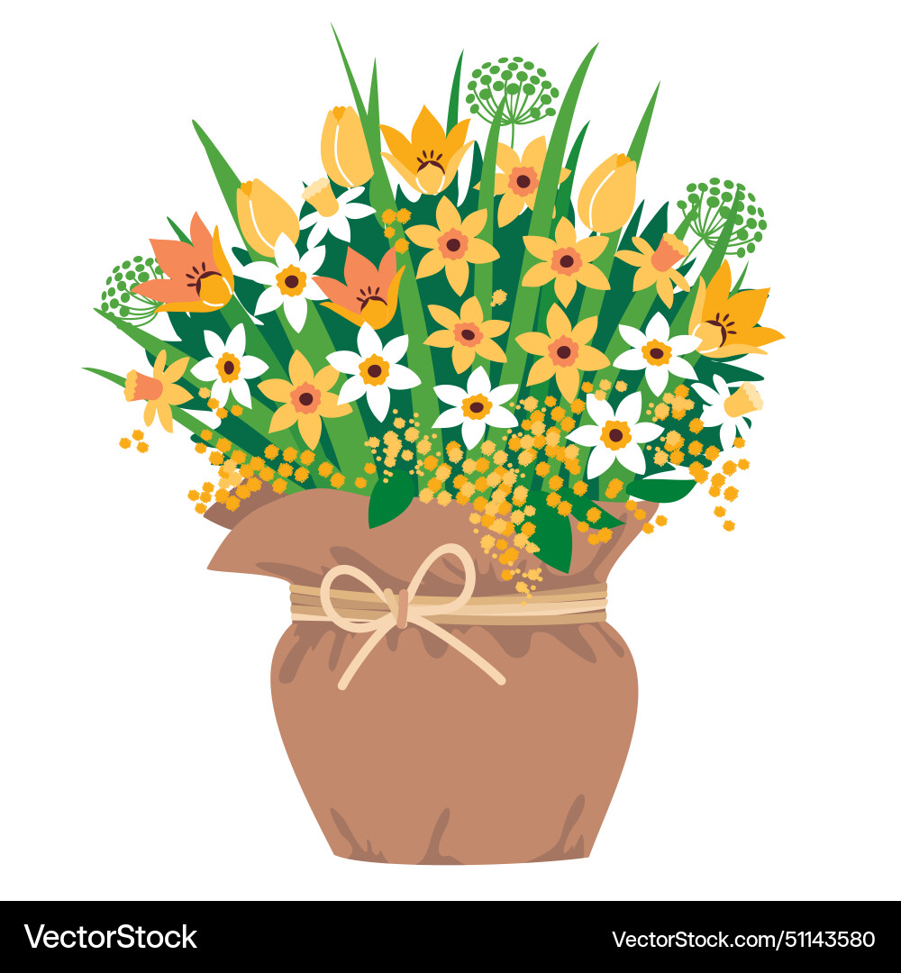 Spring flowers pot Royalty Free Vector Image - VectorStock