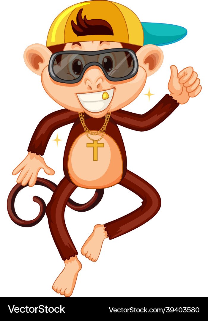 Swag monkey cartoon character Royalty Free Vector Image