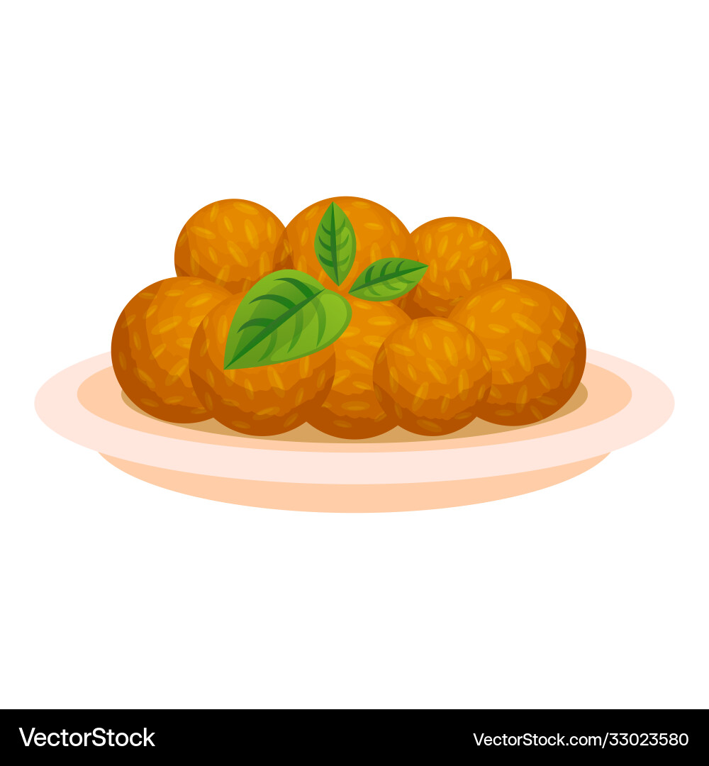 Sweets ladoo in plate and single indian Royalty Free Vector