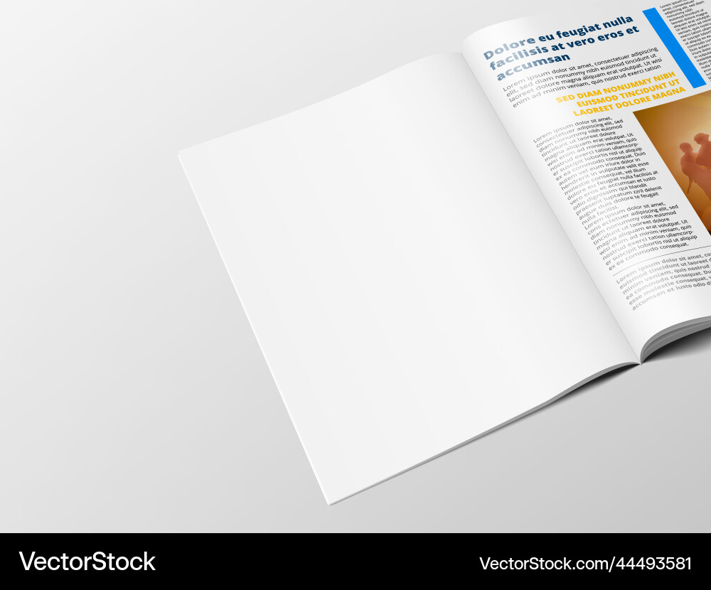 3d opened book or magazine top view on white Vector Image