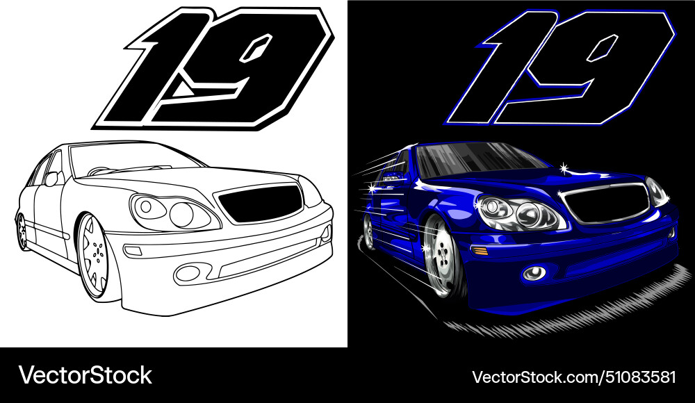 Blue drag racing car with black strip Royalty Free Vector