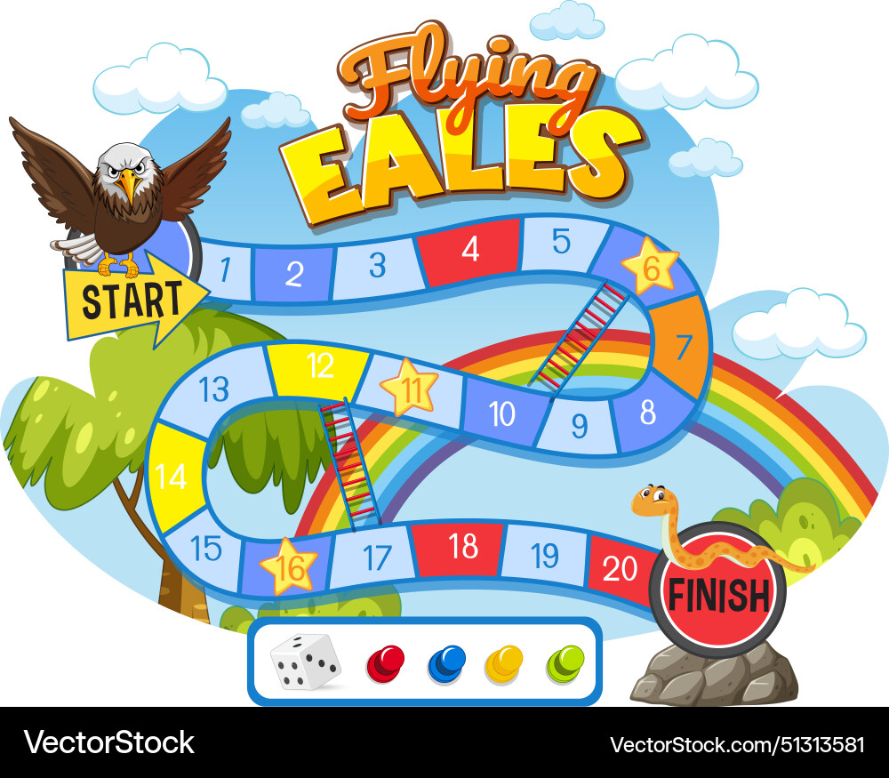 Colorful board game with eagle and snake Vector Image