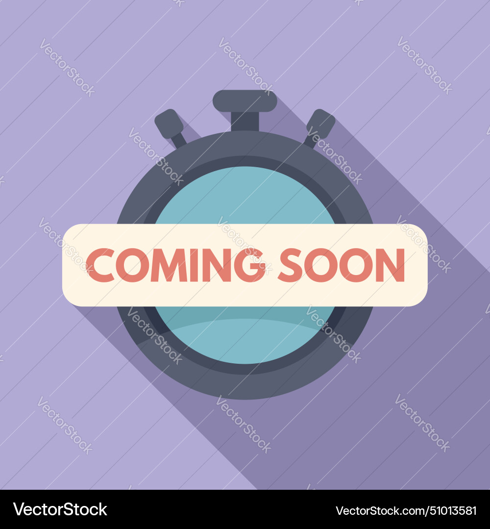 Coming soon stopwatch icon flat advert new Vector Image