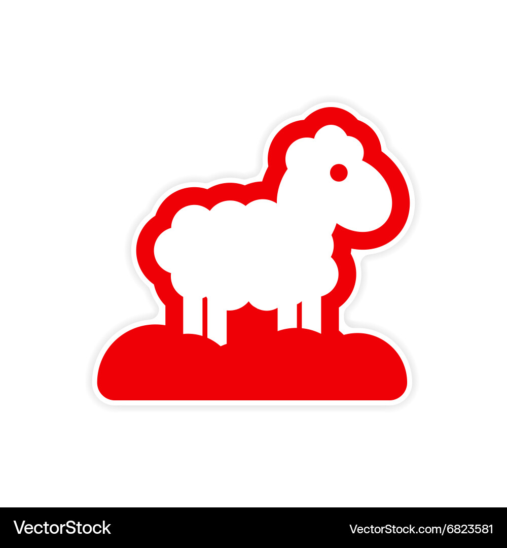 Cute Christmas Lamb Sticker Royalty Free Vector Image